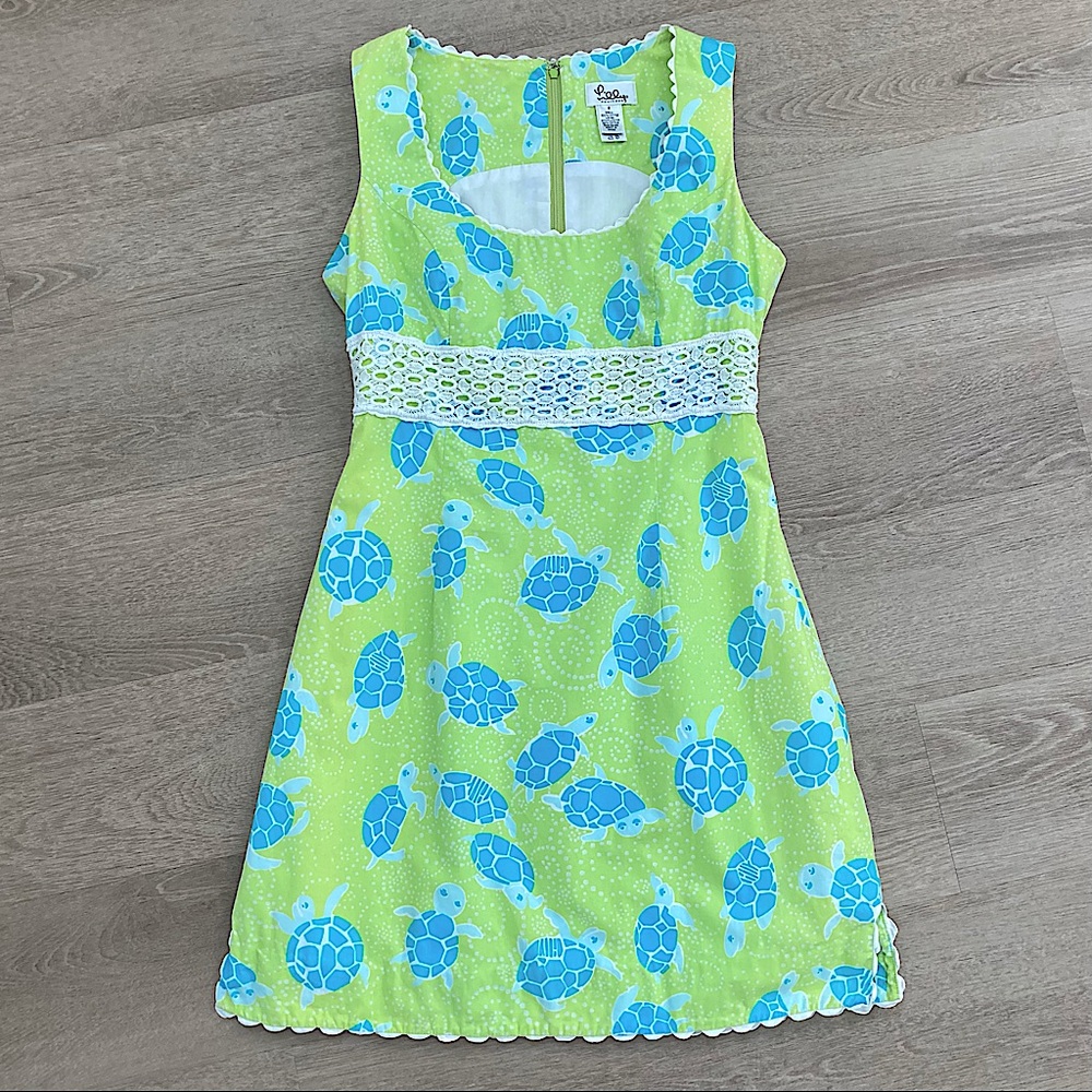 Lilly Pulitzer Sea Turtle Print Shift Dress Summer - Gem